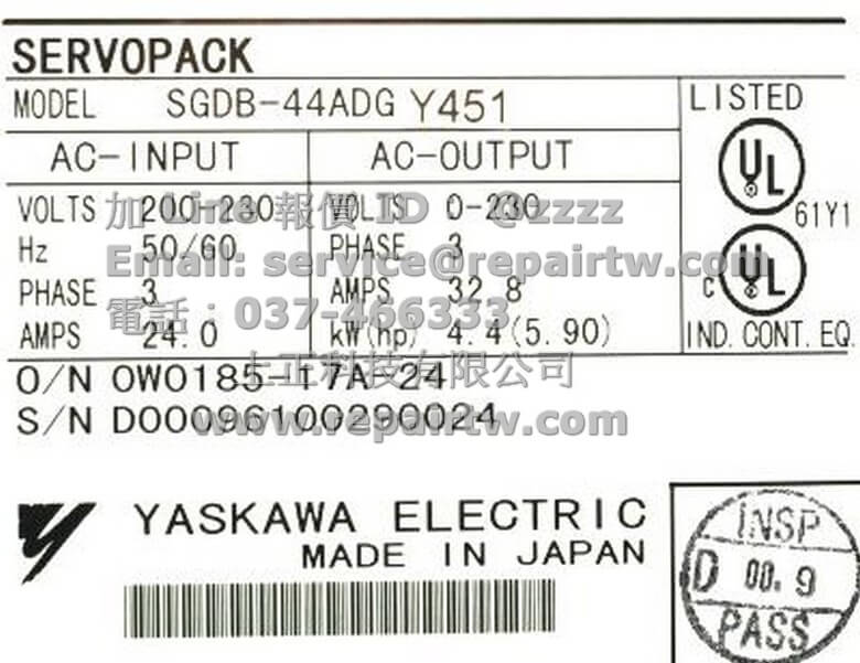 SGDB-44ADG-Y451 Yaskawa 安川 SERVOPACK 伺服驅動器