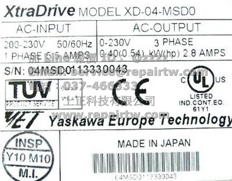 XD-04-MSD0 Yaskawa 安川 SERVOPACK 伺服驅動器