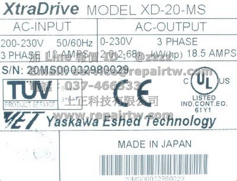 XD-20-MS Yaskawa 安川 SERVOPACK 伺服驅動器